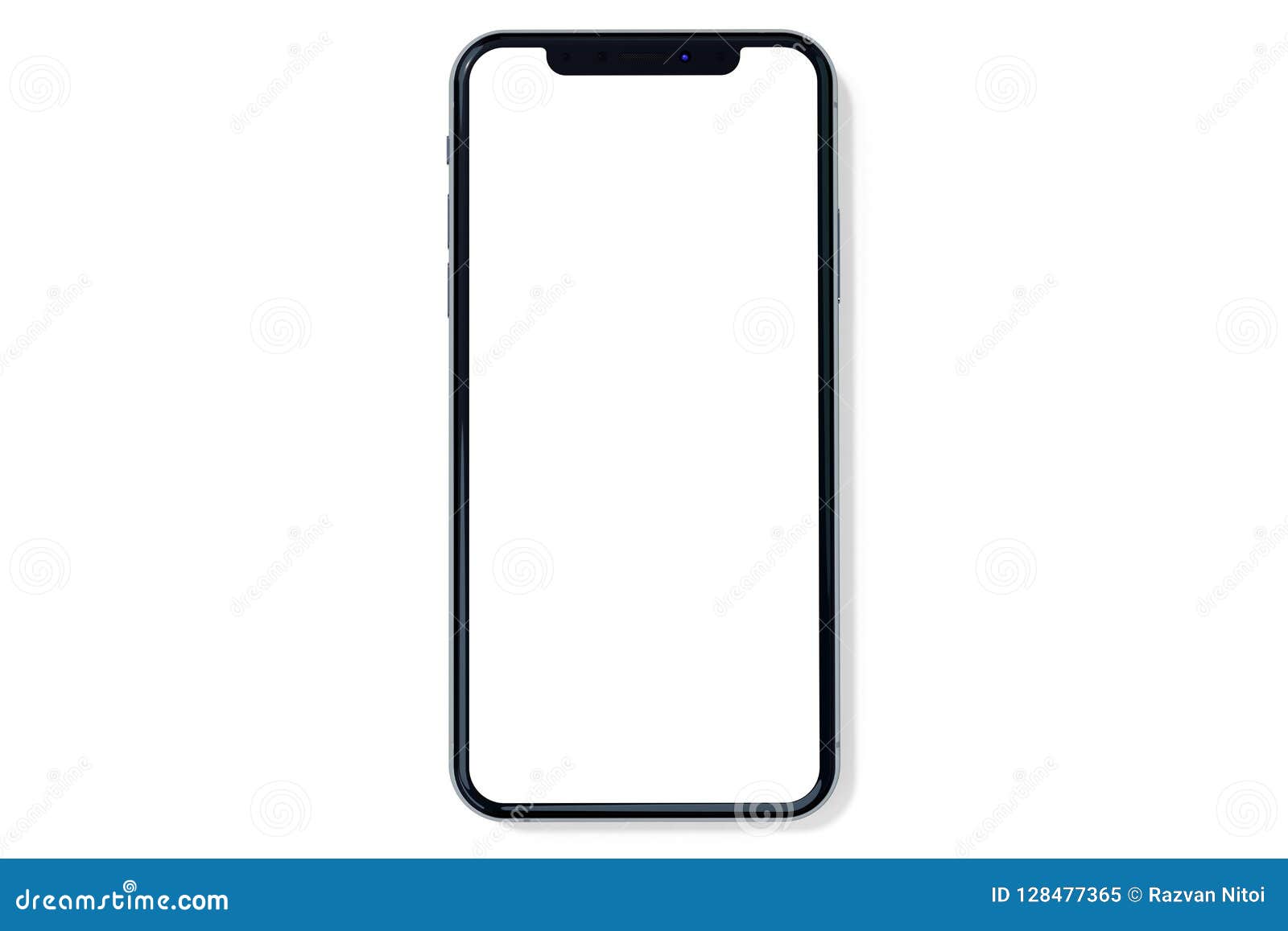 IPhone Xs Silver Mock-up Front View on White Stock Image - Image of ...