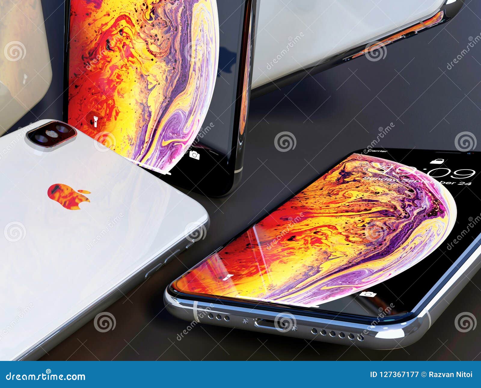 IPhone Xs Silver Multiple Angles, Commercial Presentation Editorial ...