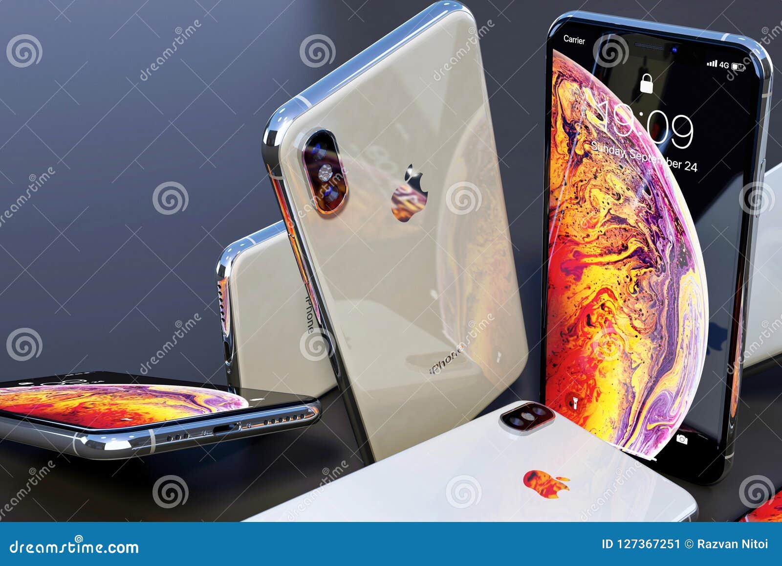 IPhone Xs Silver Multiple Angles, Commercial Presentation Editorial ...