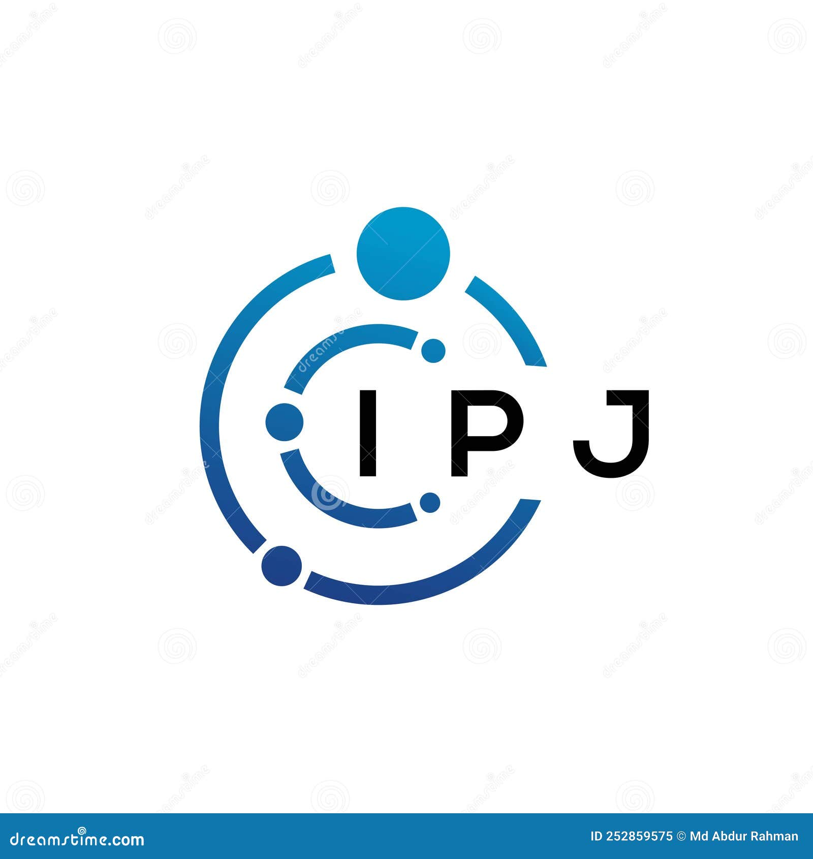 IPJ Letter Technology Logo Design on White Background. IPJ Creative ...