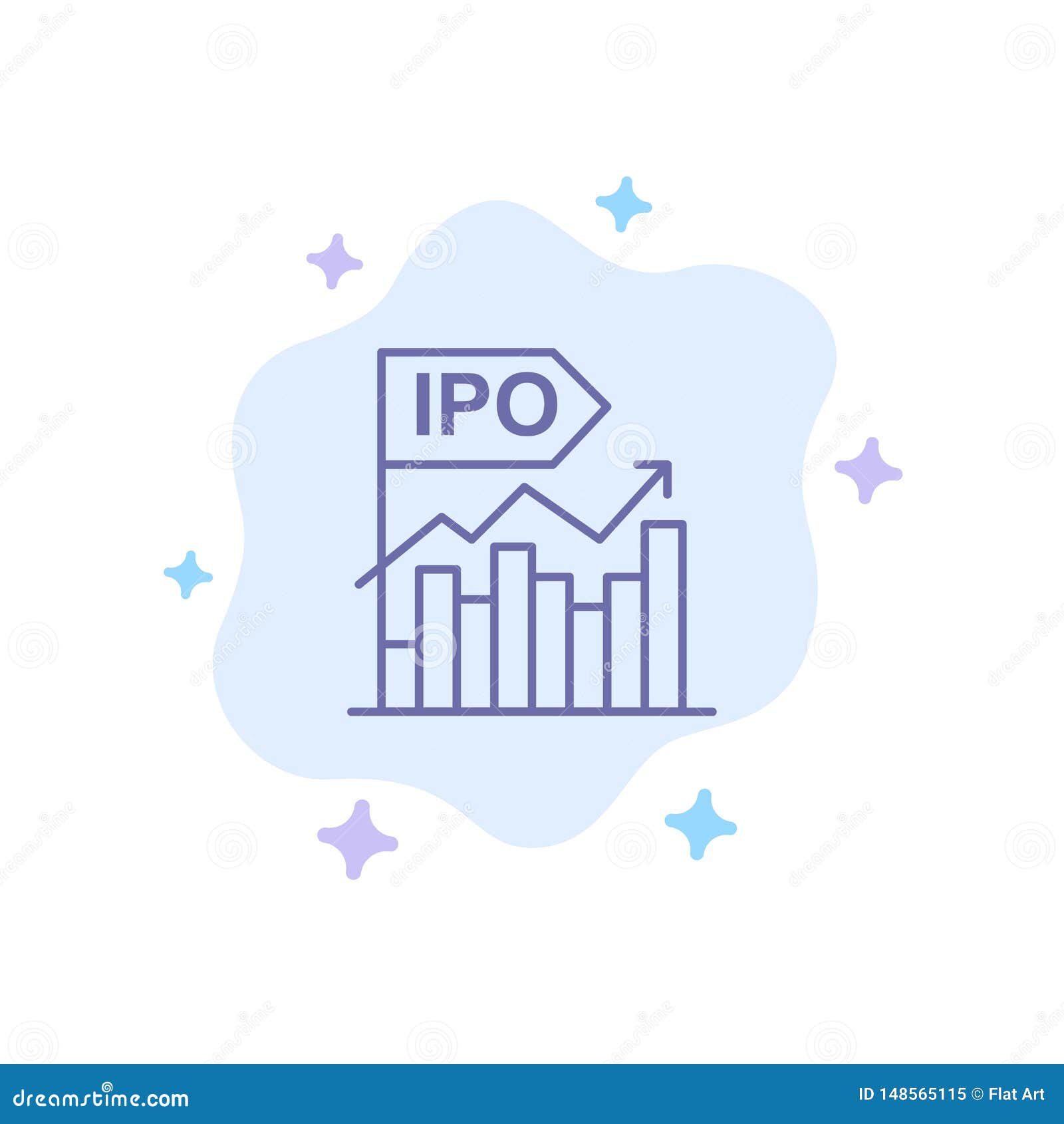 Ipo, Business, Initial, Modern, Offer, Public Blue Icon on Abstract ...