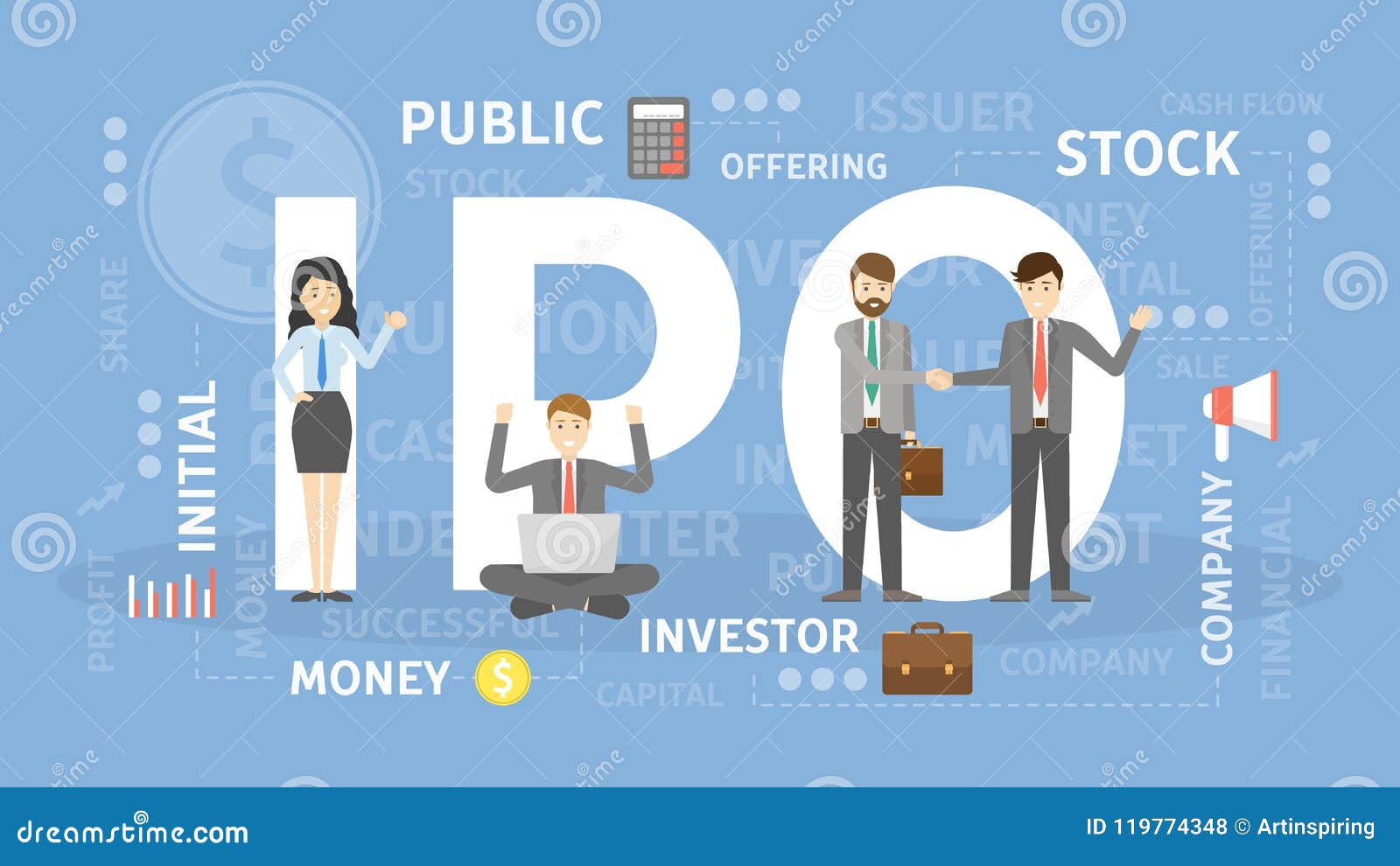 IPO concept illustration. stock vector. Illustration of infographic ...