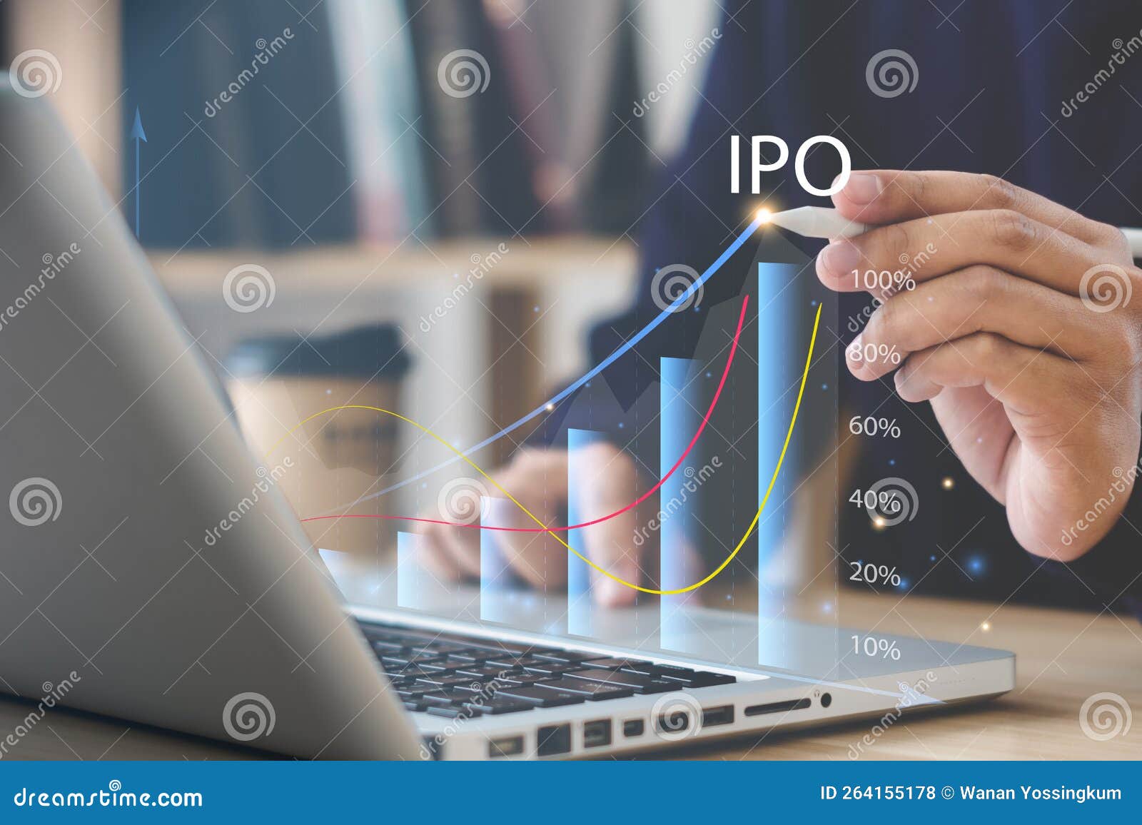IPO (Initial Offering) Illustration with Chart Graph Stock Photo ...