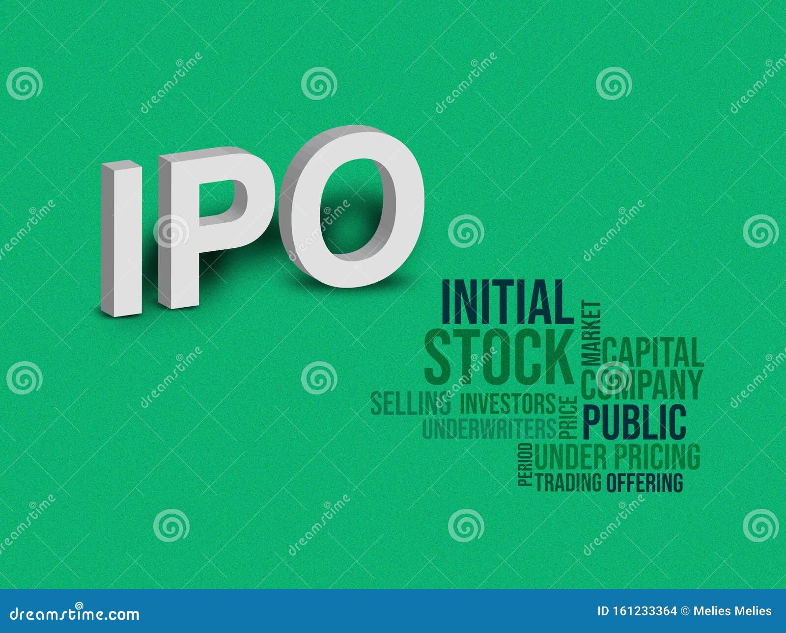 IPO, Initial Public Offering Concept Illustration, Green Background ... IPO, Initial Public Offering Concept Illustration, Green Background ...