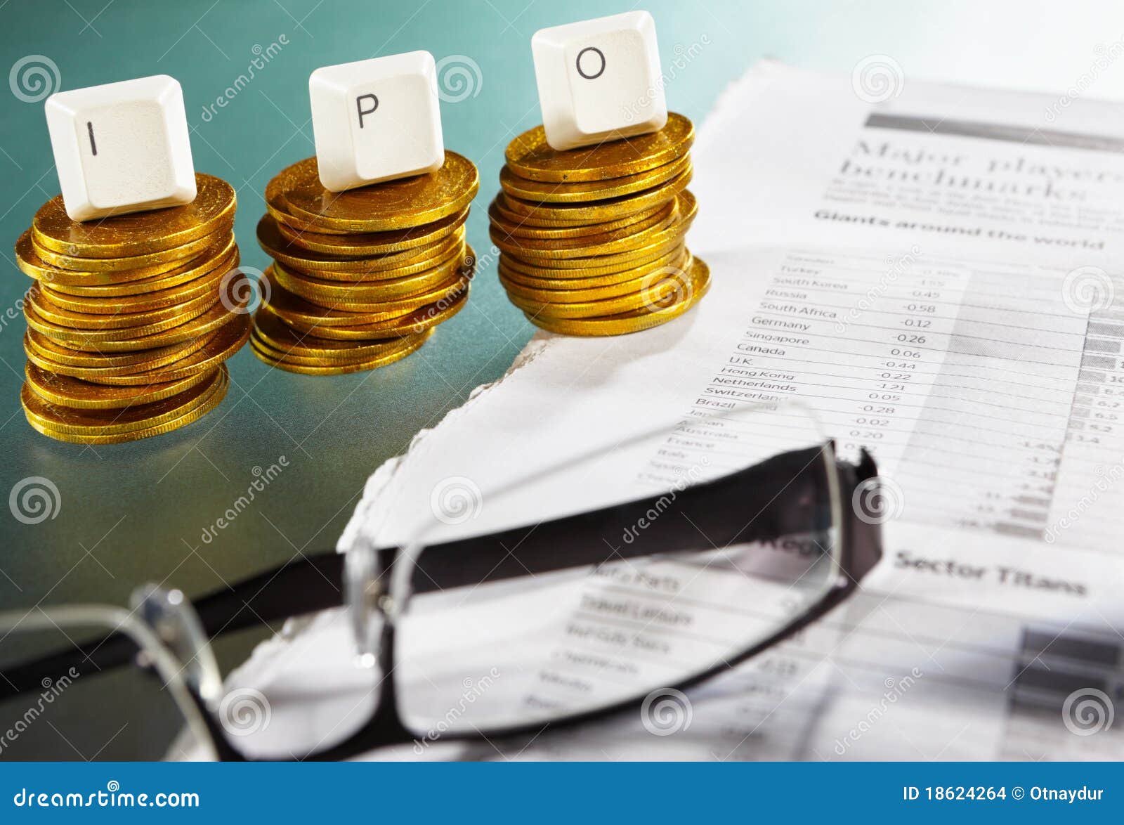 IPO Letter on Gold Coins Stack Stock Photo - Image of still, life: 18624264