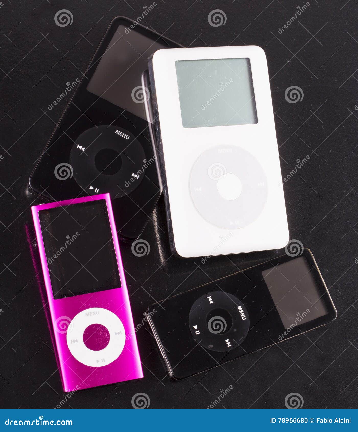 Ipods on black editorial image. Image of wheel, portable - 78966680