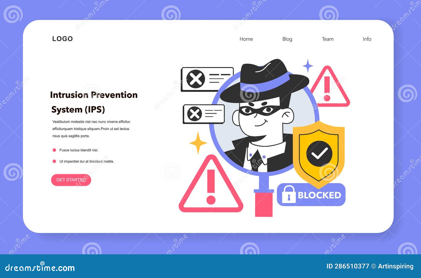 IPS, Intrusion Prevention System Web Banner or Landing Page. Network ...