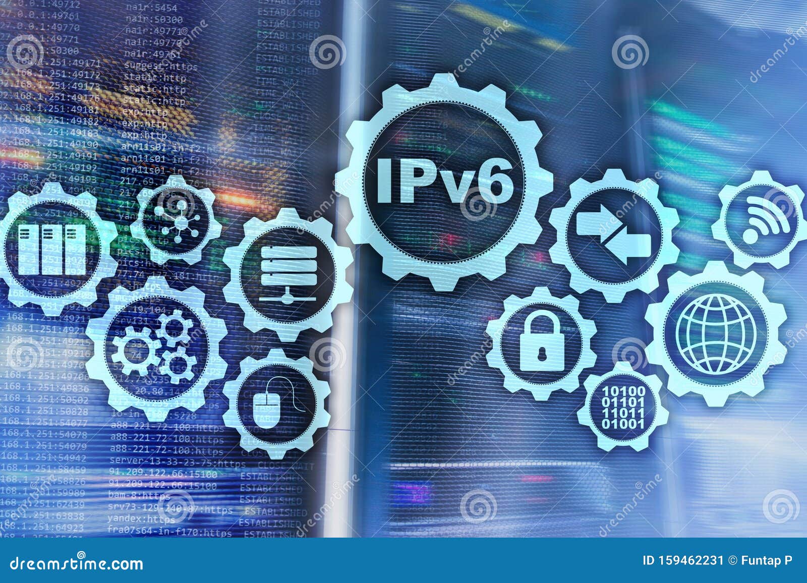 IPv6 Internet Protocol on Datacenter Background. Stock Image - Image of ...
