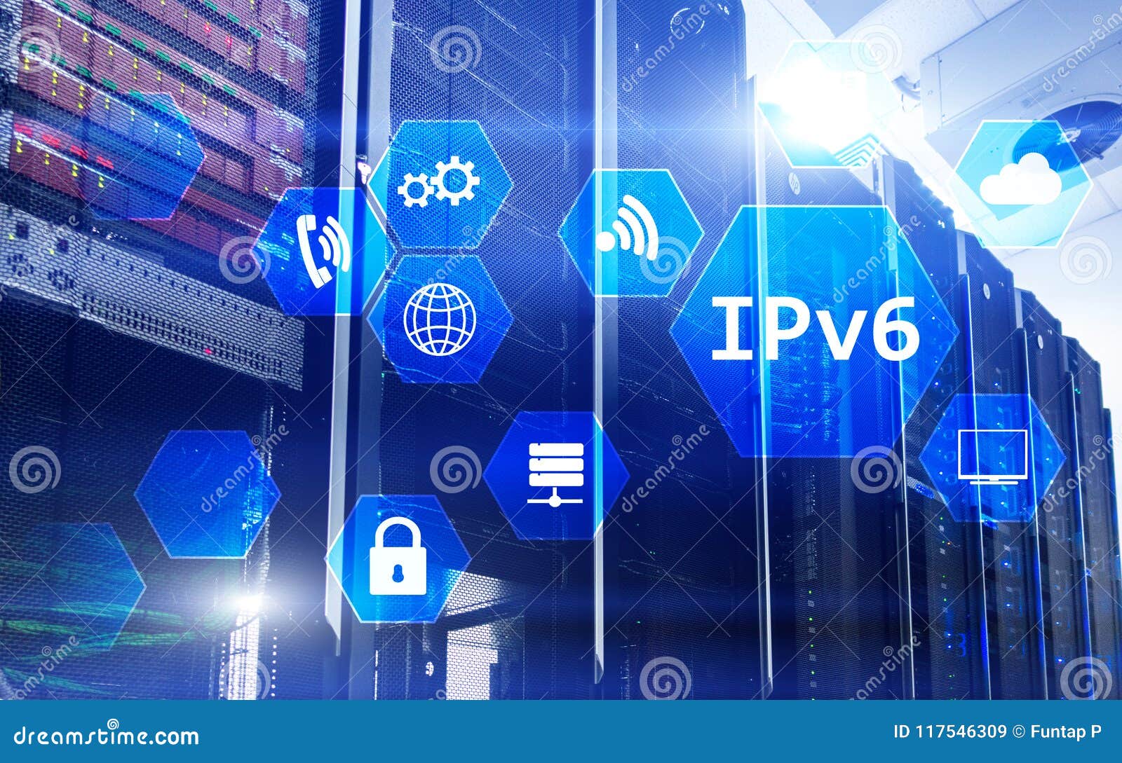 Ipv6 Network Technology Concept On Server Room Background Stock ...