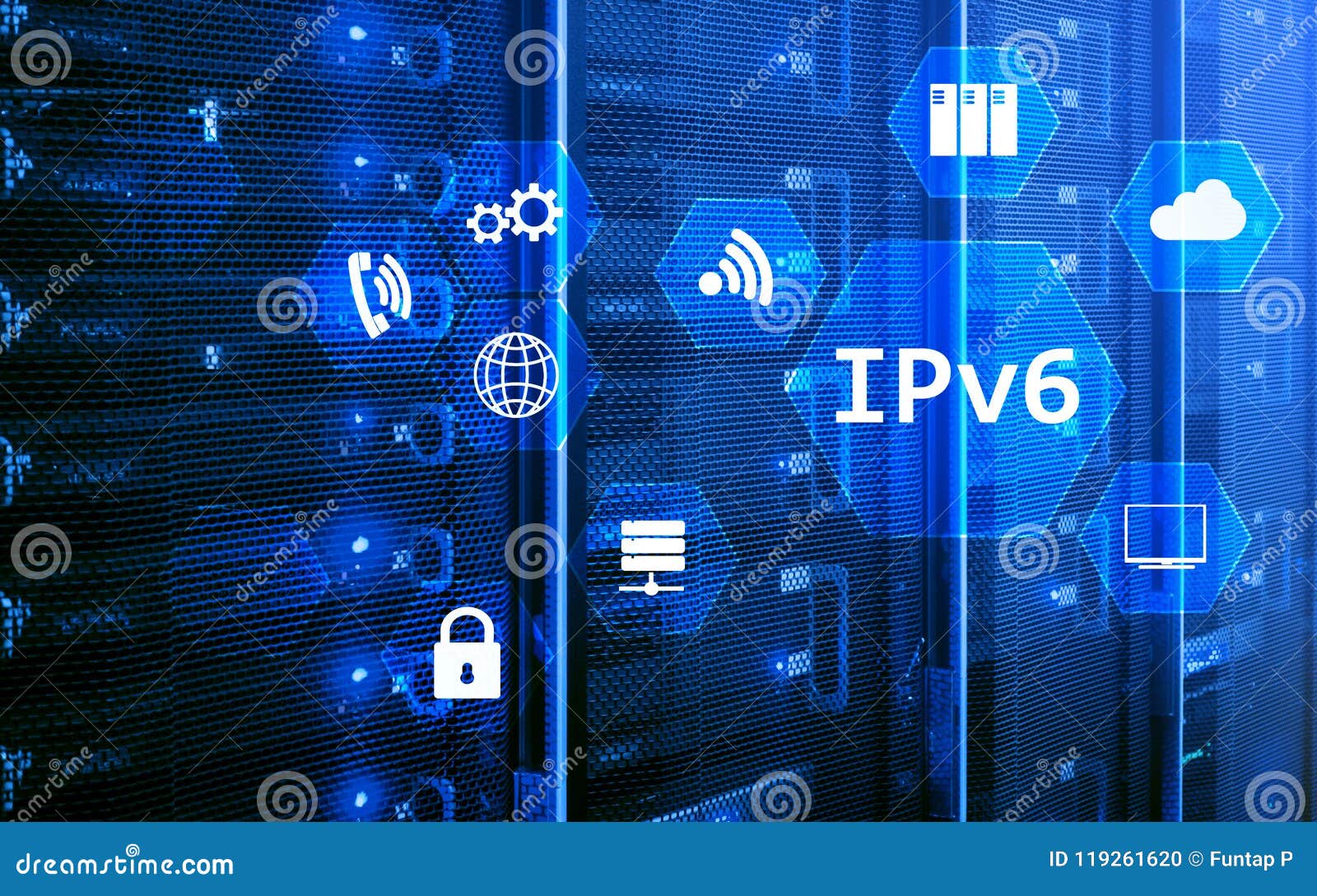 Ipv6 Network Technology Concept On Server Room Background Stock ...