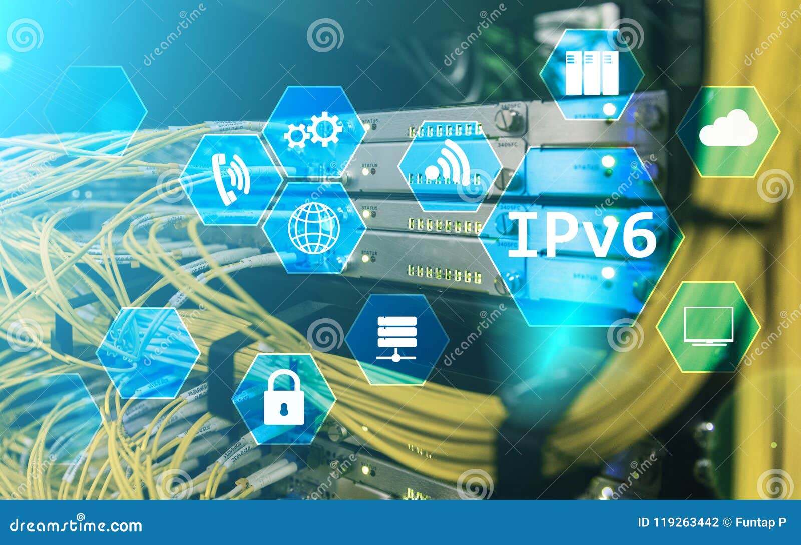 Ipv6 Network Technology Concept on Server Room Background Stock Photo ...
