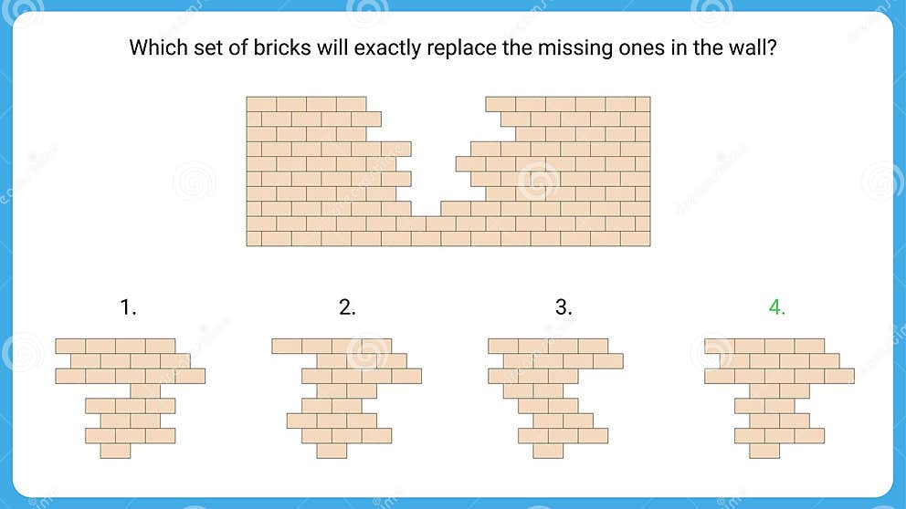 IQ Abstract Logical Reasoning Question. a Wall with Missing Building ...