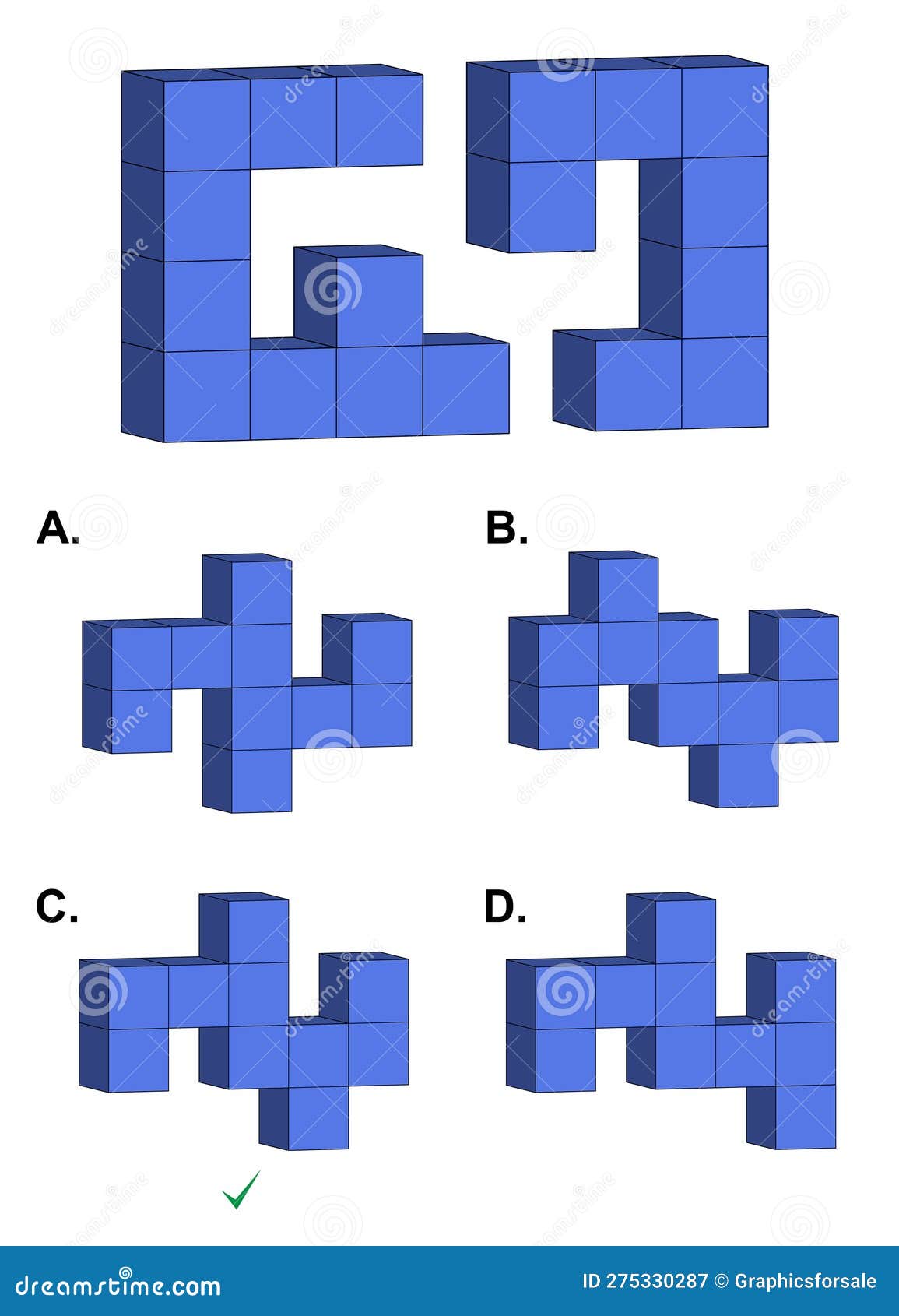 IQ Exam with Matching Cube Objects Stock Vector - Illustration of ...