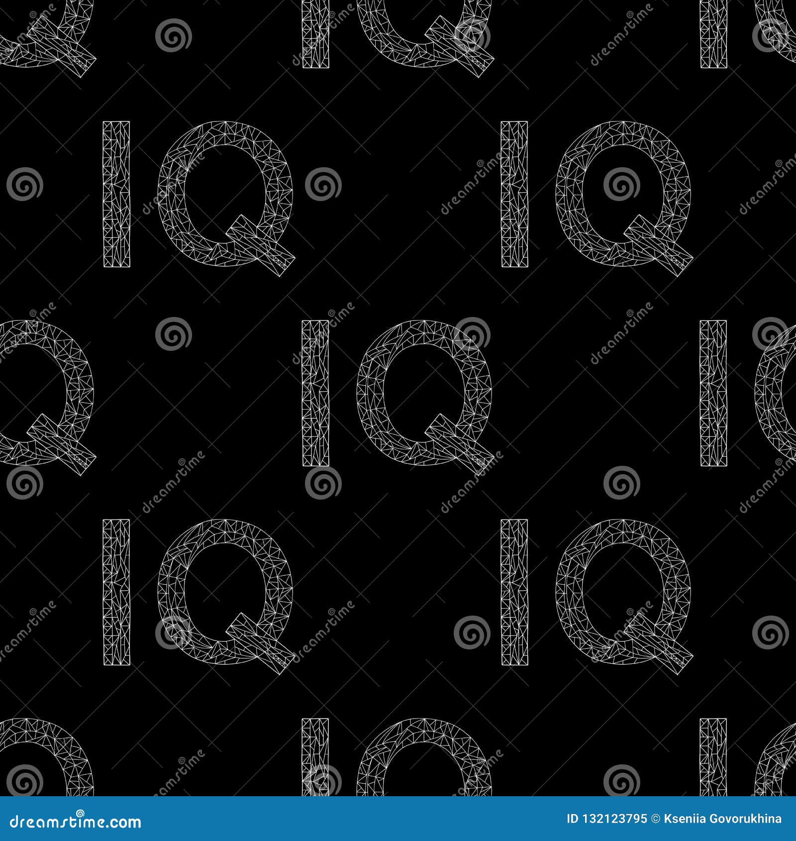 IQ Hand Drawn Sign Vector Seamless Pattern. Intelligence Quotient ...