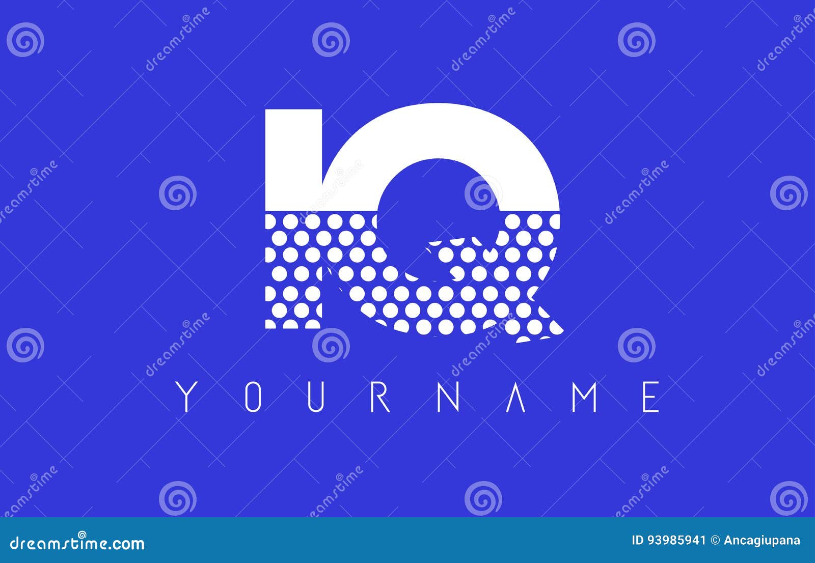 IQ I Q Dotted Letter Logo Design with Blue Background. Stock Vector ...
