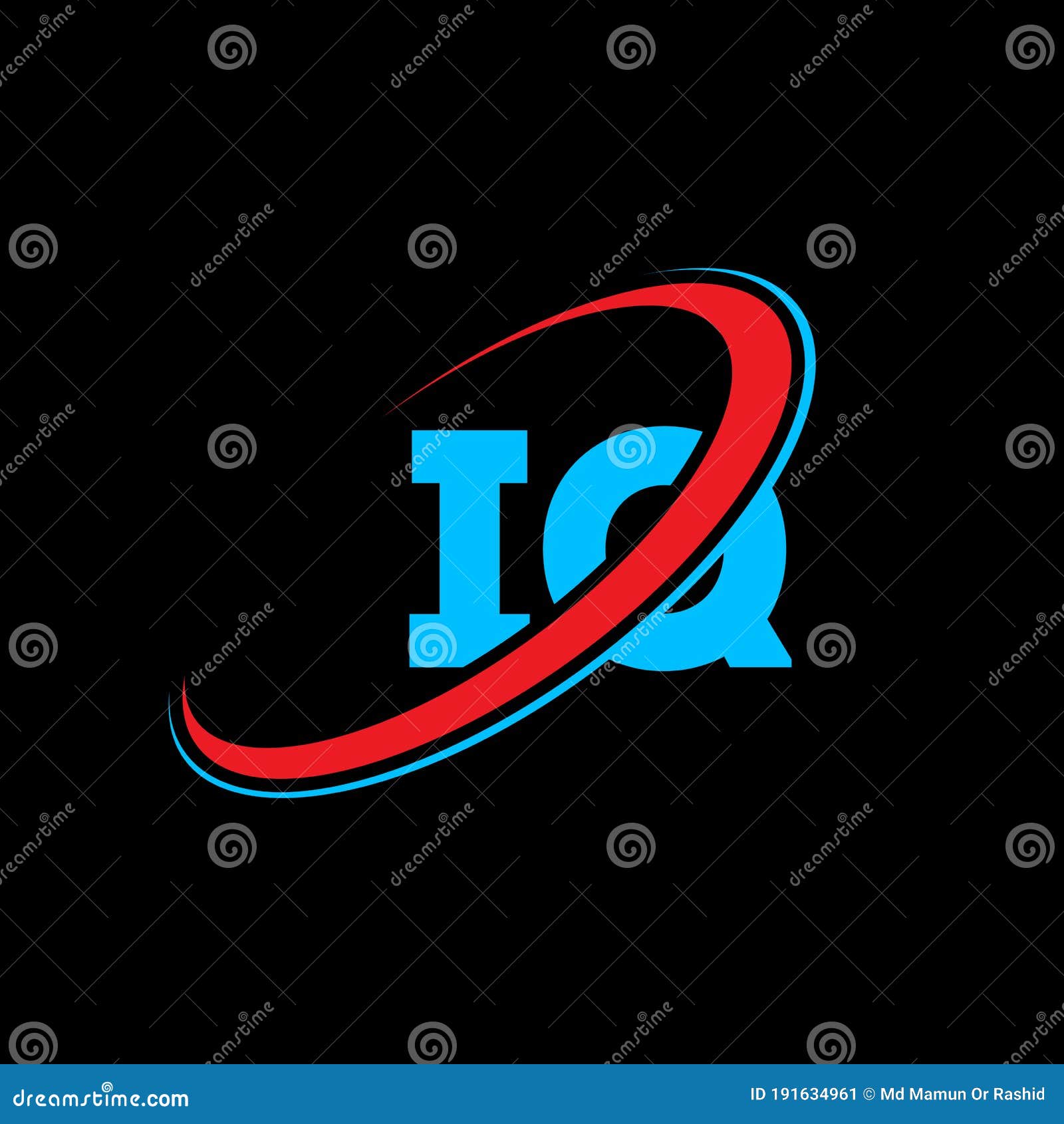 IQ I Q Letter Logo Design. Initial Letter IQ Linked Circle Uppercase ...