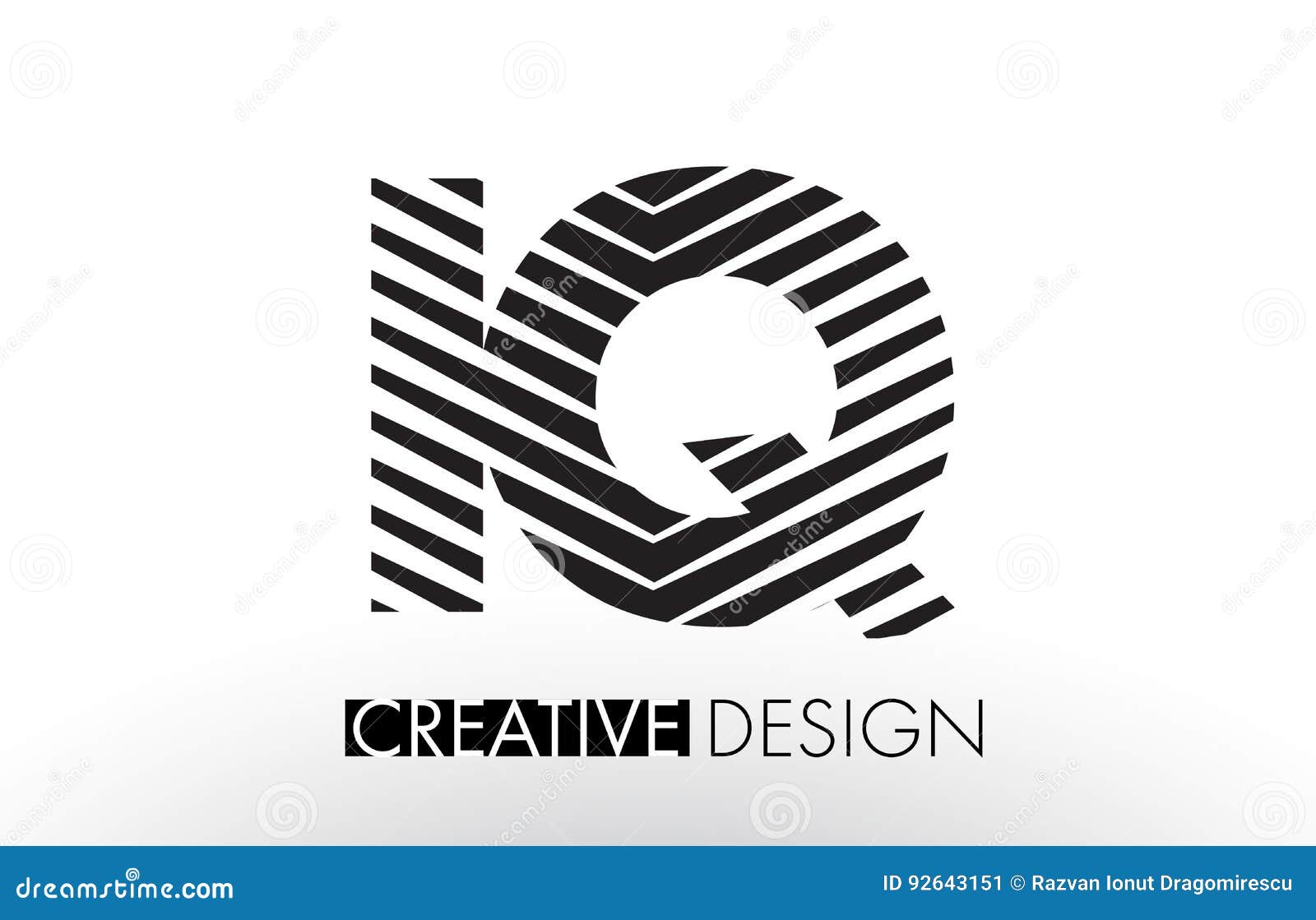 IQ I Q Lines Letter Design with Creative Elegant Zebra Stock Vector ...