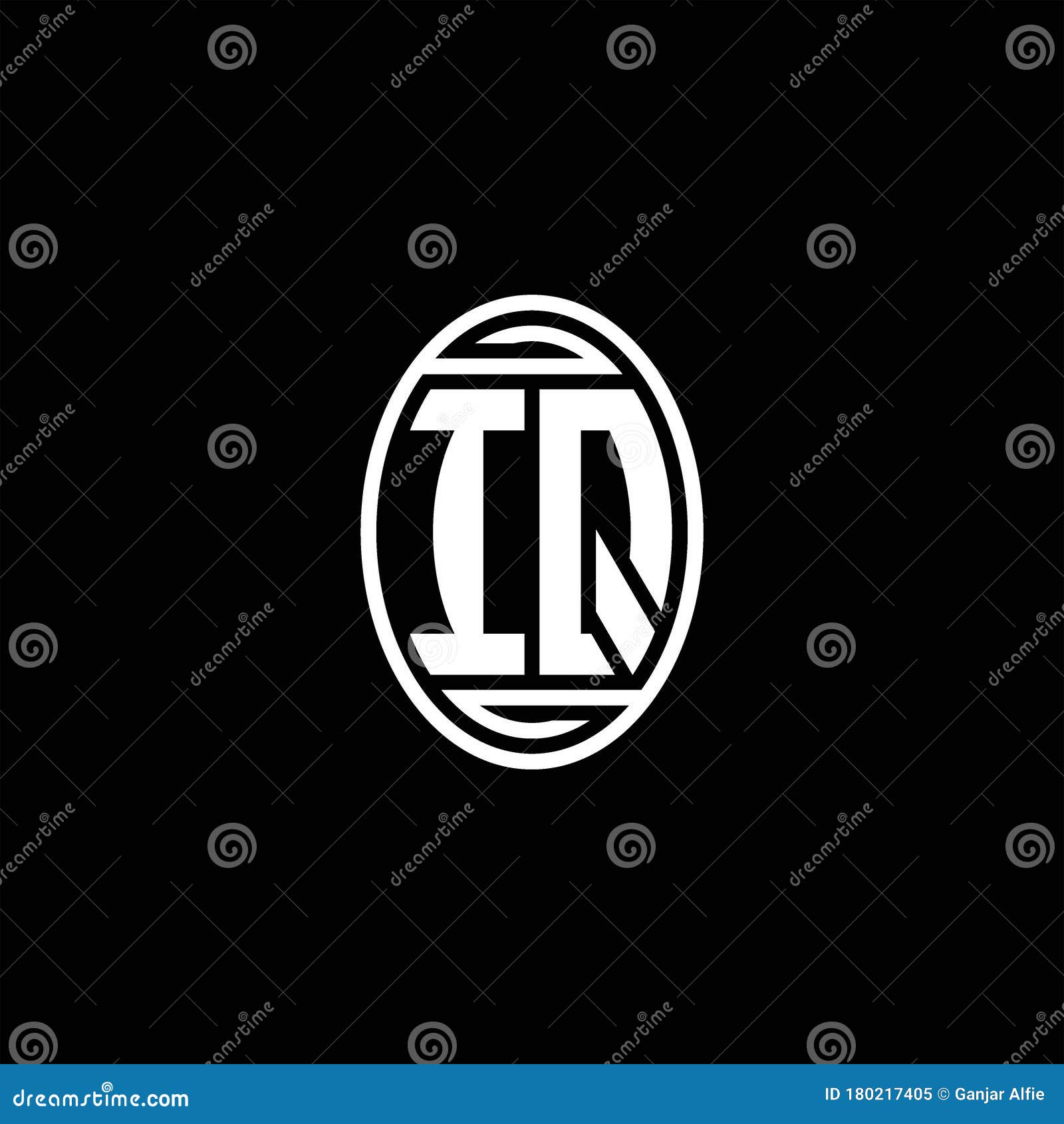 IQ Monogram Logo Isolated on Oval Rotate Shape Stock Vector ...
