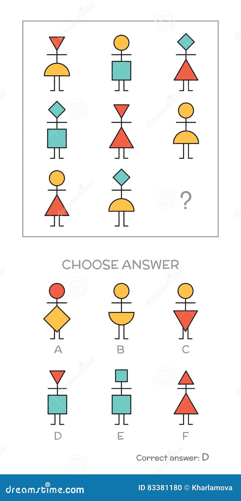 IQ Test. Choose Correct Answer Vector Illustration | CartoonDealer.com ...