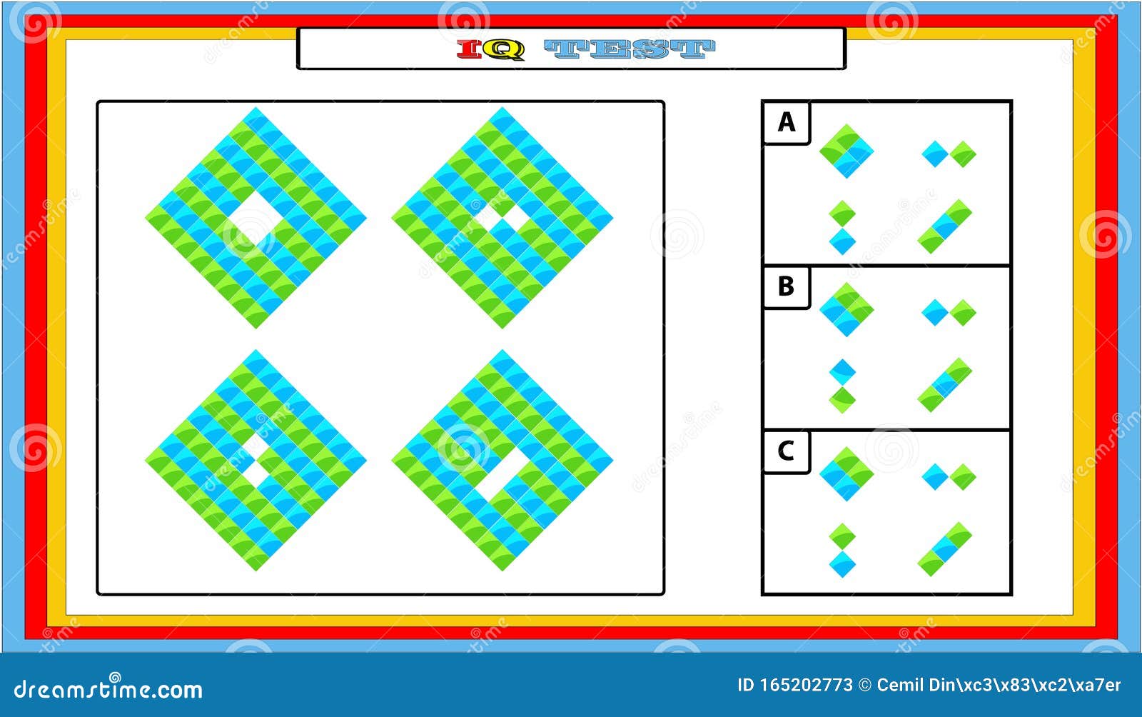 IQ Test. Choose Correct Answer. Set Of Logical Tasks Composed Of ...