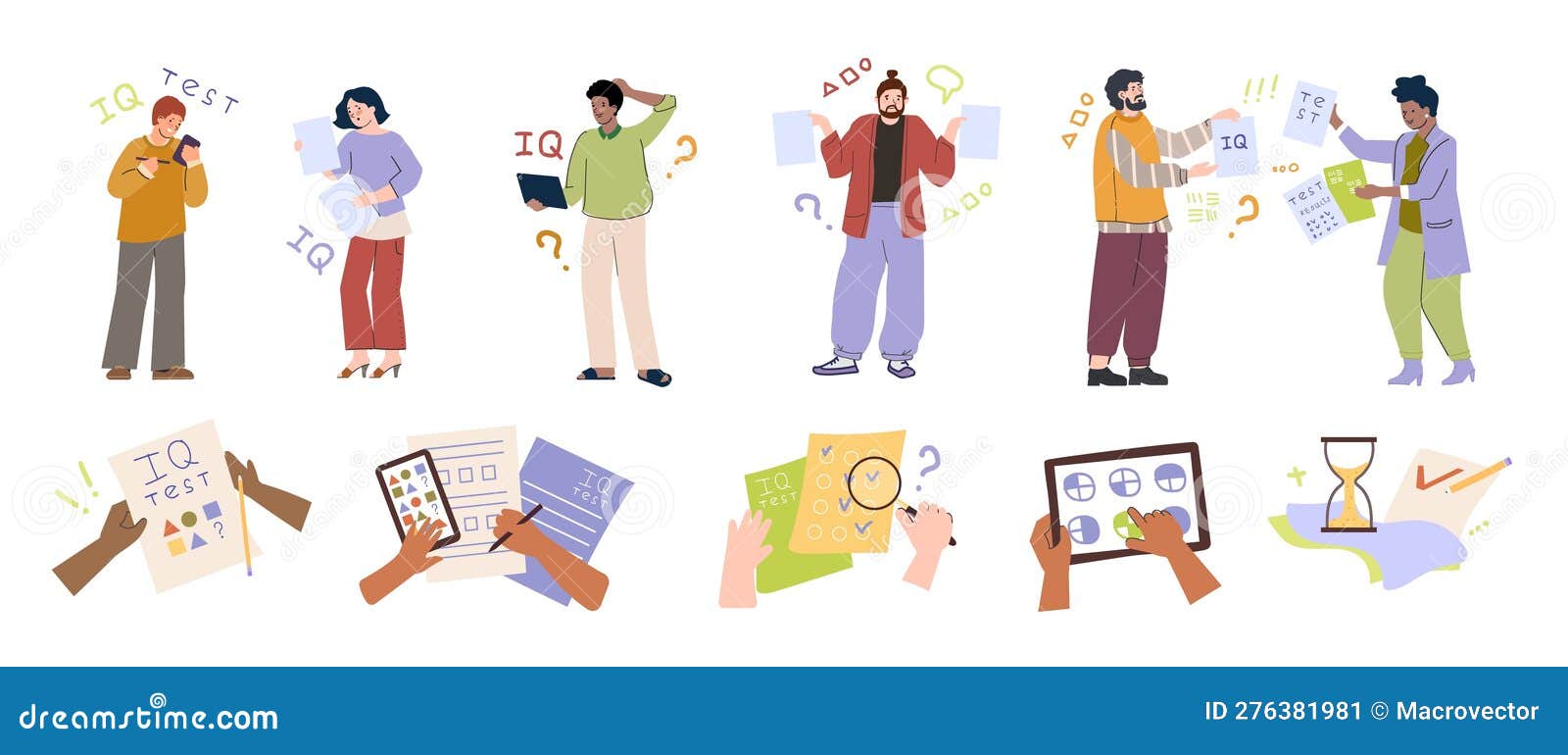 IQ Test Flat Set stock vector. Illustration of school - 276381981