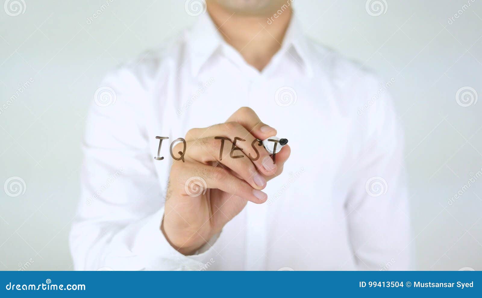 IQ Test, Man Writing on Glass Stock Photo - Image of creativity ...