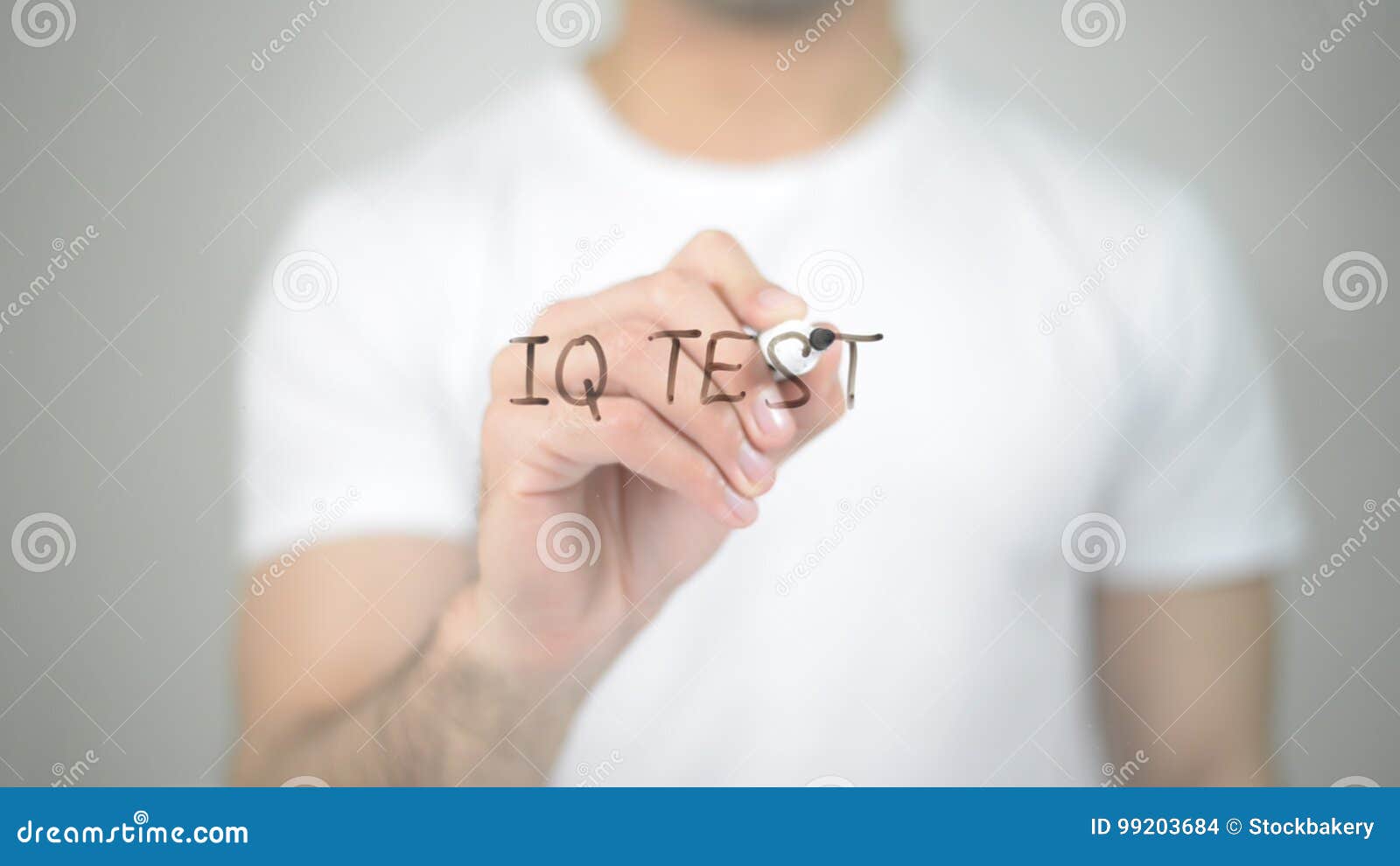 IQ Test, Man Writing on Transparent Screen Stock Photo - Image of ...