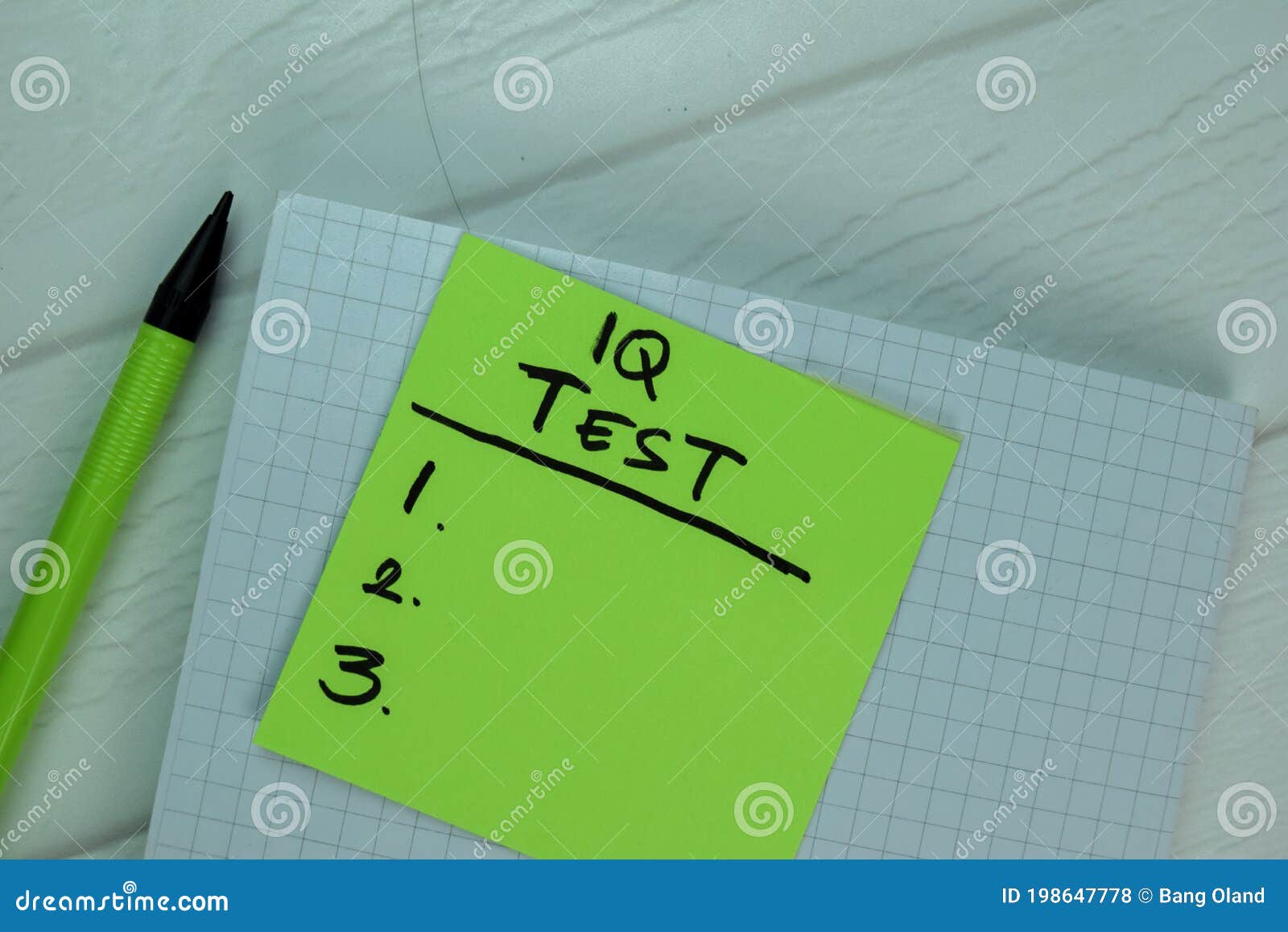 IQ Test Write on Sticky Notes Supported by an Additional Services ...