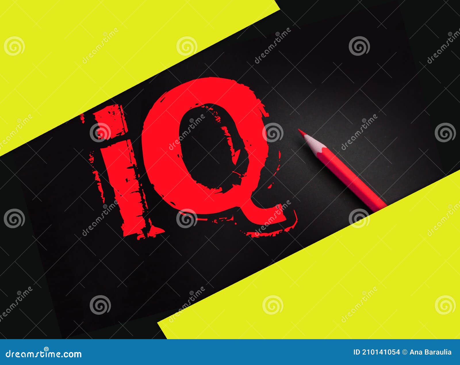 IQ Text Yellow on Black and Pencil Besides. Intellectual Test ...