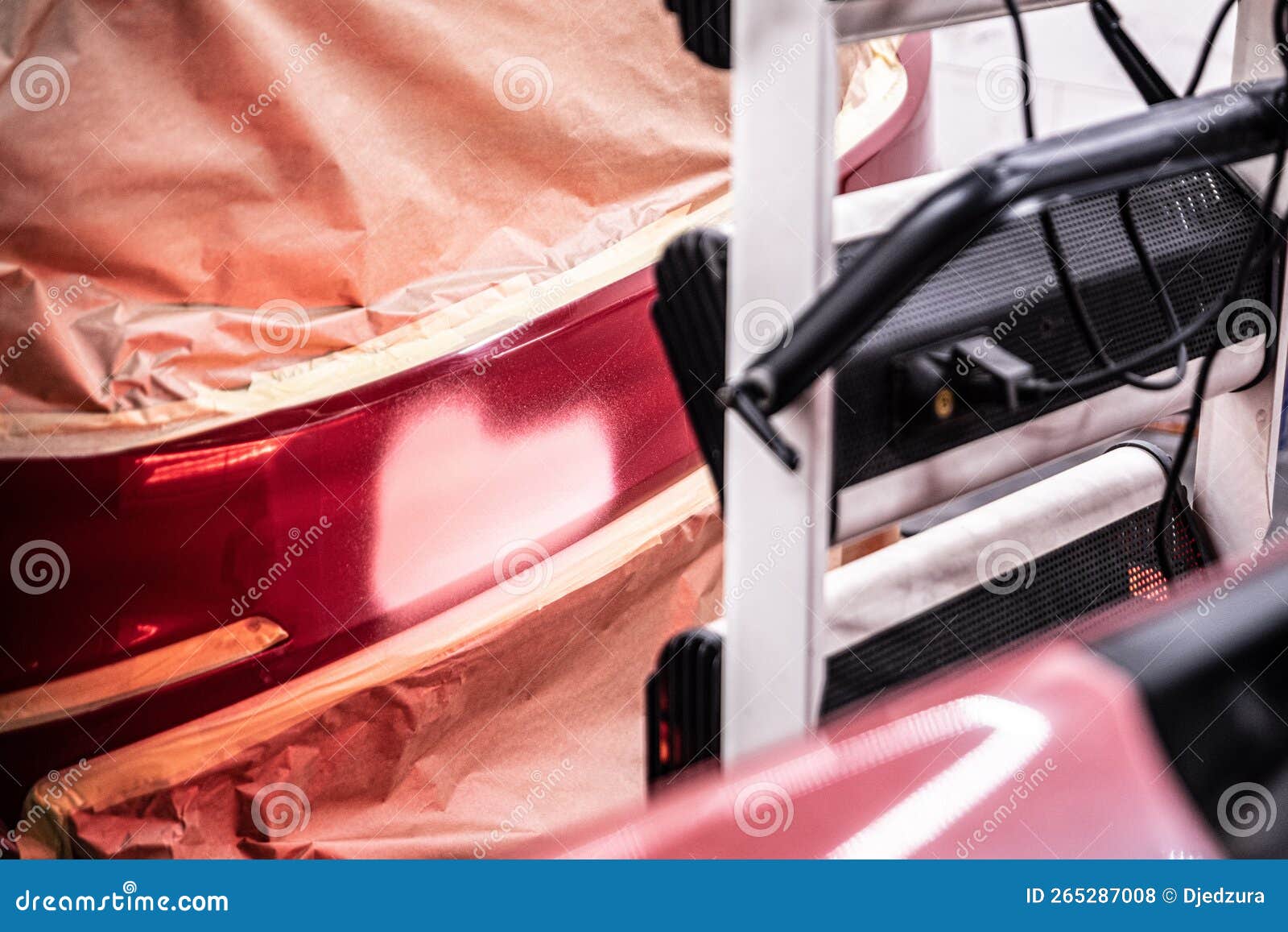 Ir Curing the Basecoat on the Bumper of a Red Car Stock Photo - Image ...