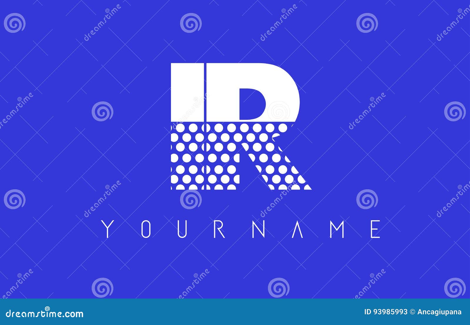 IR I R Dotted Letter Logo Design with Blue Background. Stock Vector ...
