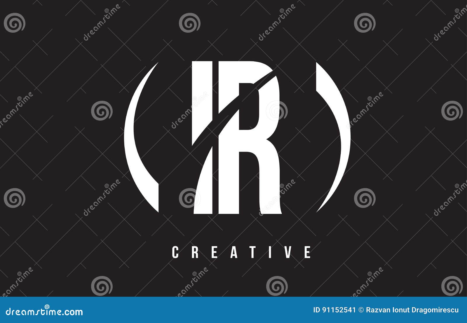 IR I R White Letter Logo Design with Black Background. Stock Vector ...