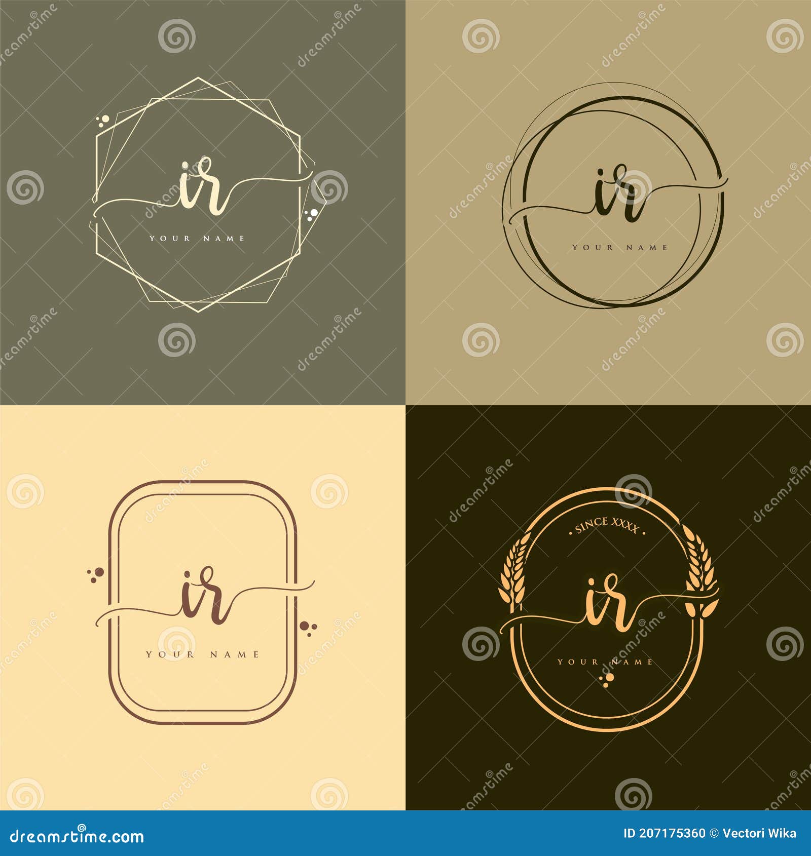 IR Initial Handwriting Logo Vector Sets. Hand Lettering Initials Logo ...