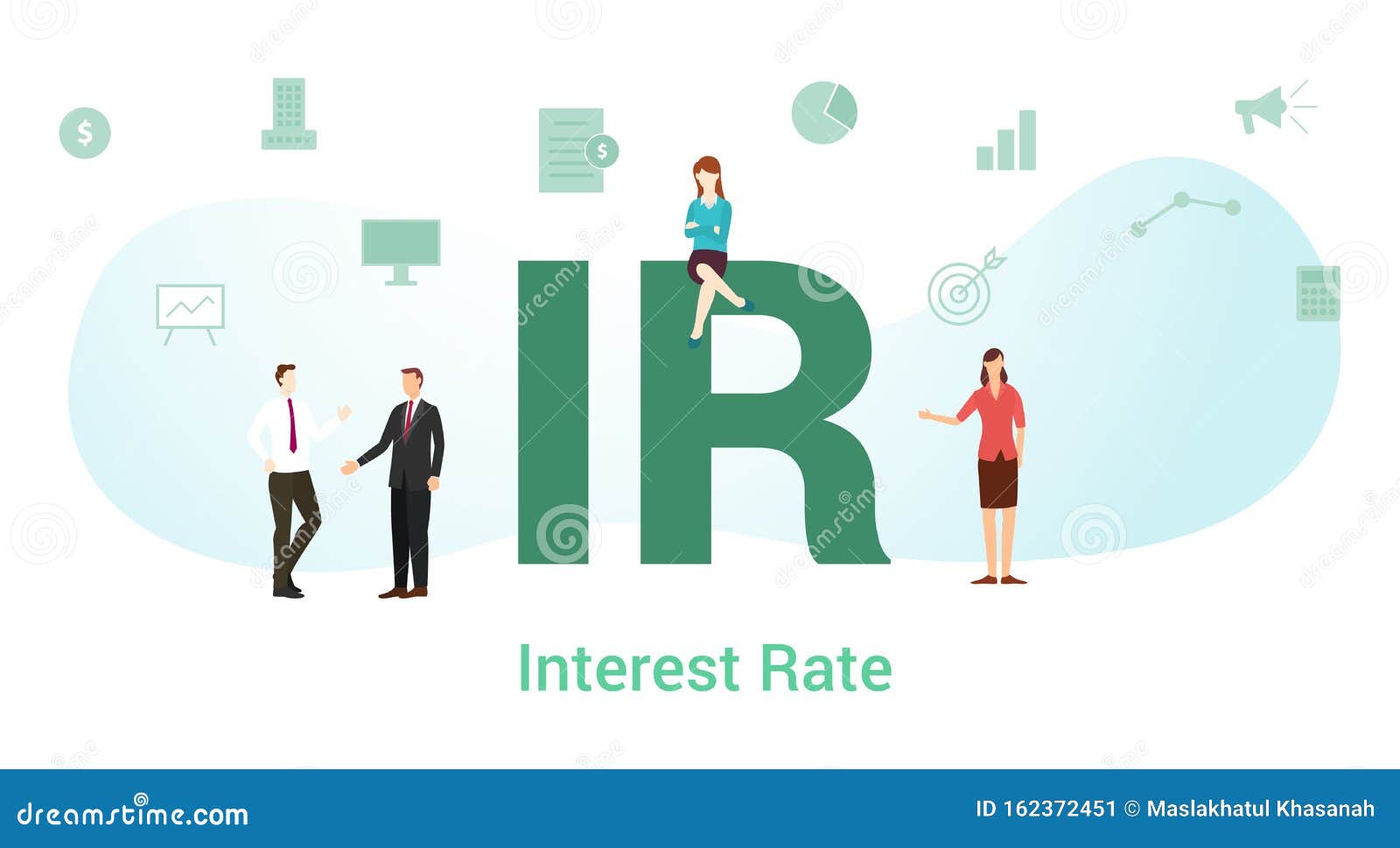 Ir Interest Rate Concept with Big Word or Text and Team People with ...