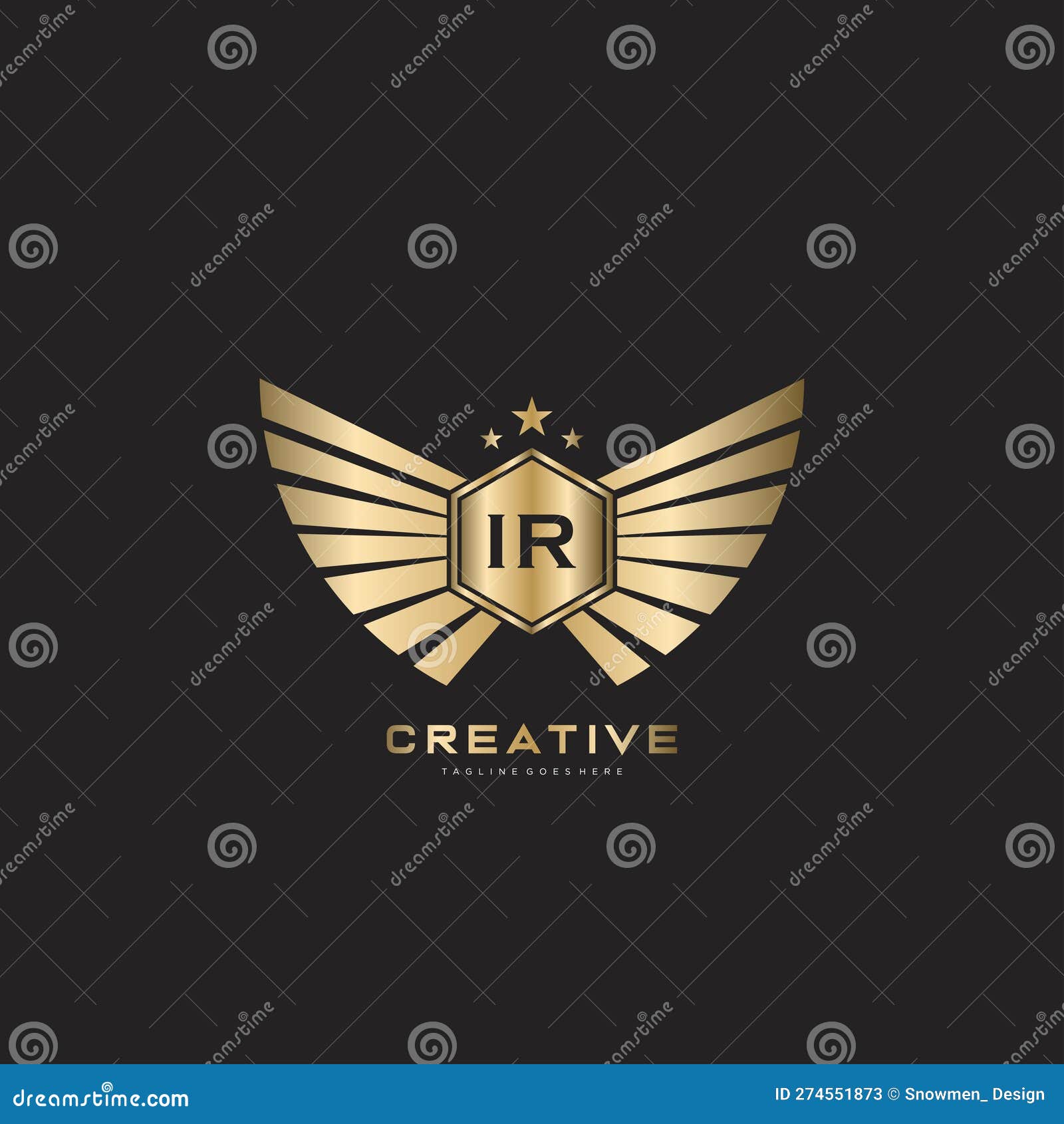 IR Letter Initial with Royal Luxury Logo Template Stock Vector ...
