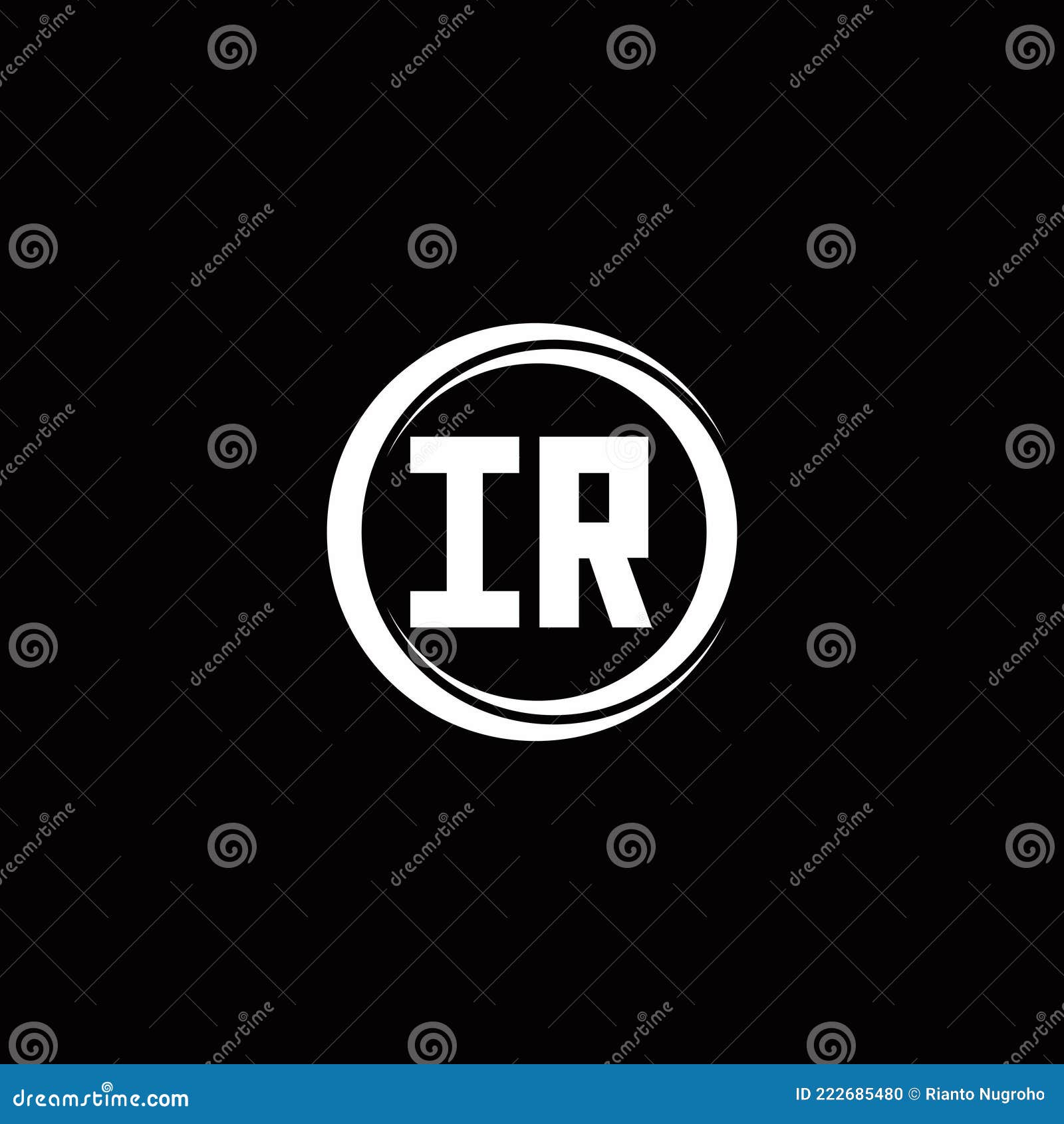 IR Logo Initial Letter Monogram with Circle Slice Rounded Design ...