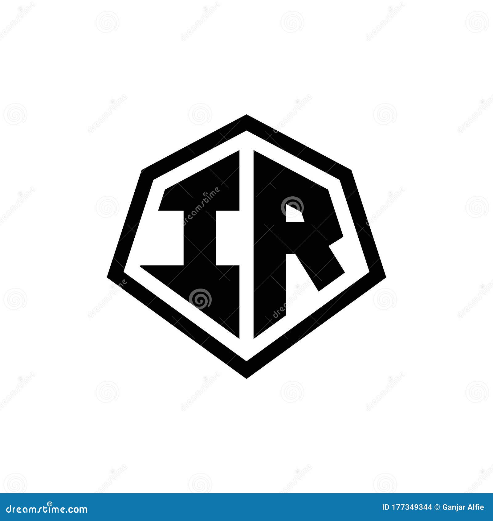 IR Monogram Logo with Hexagon Shape and Line Rounded Style Design ...