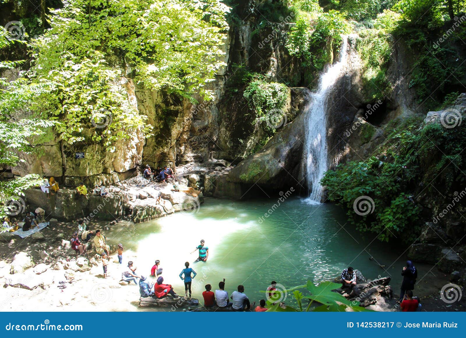 Sari, Iran - 18 July 2017: Waterfall at North of Iran, with Iranian ...