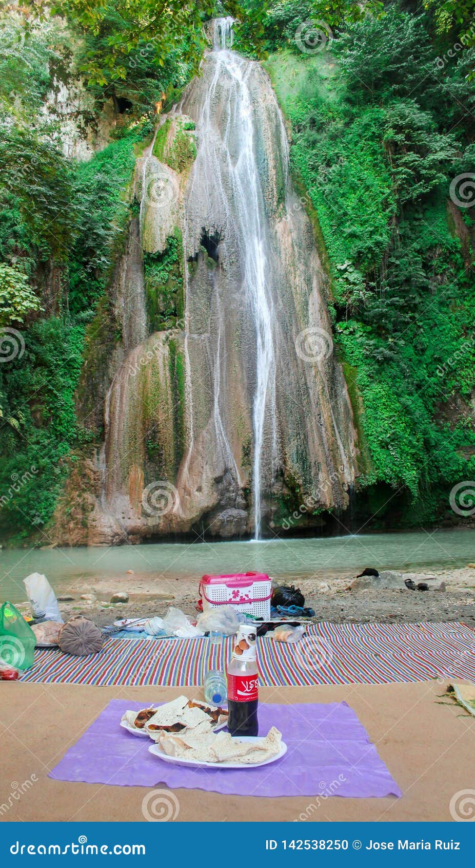 Sari, Iran - 18 July 2017: Waterfall at North of Iran, with Iranian ...