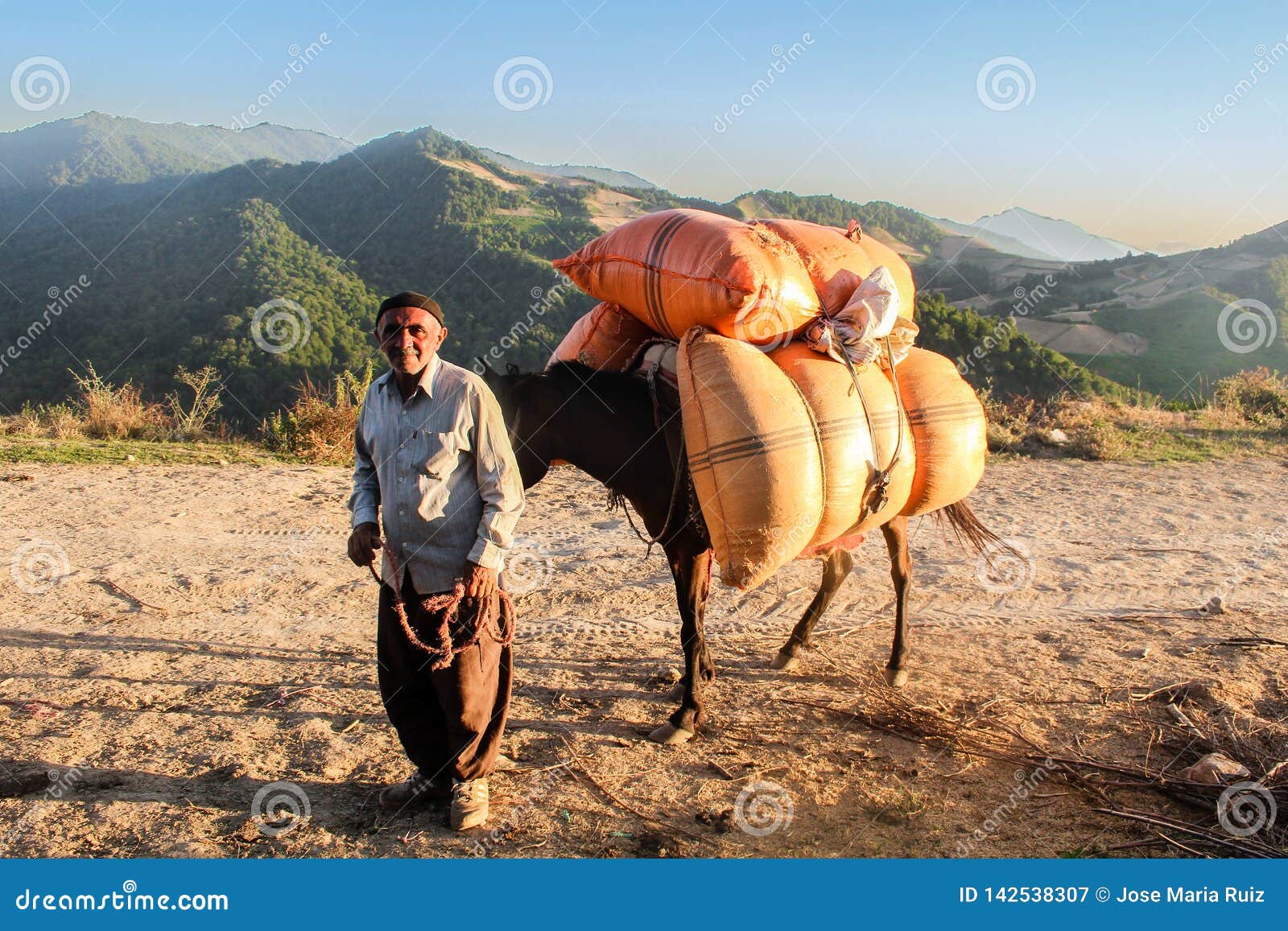 A Man With His Donkey Carrying Produce On The Outskirts Of Meknes In ...