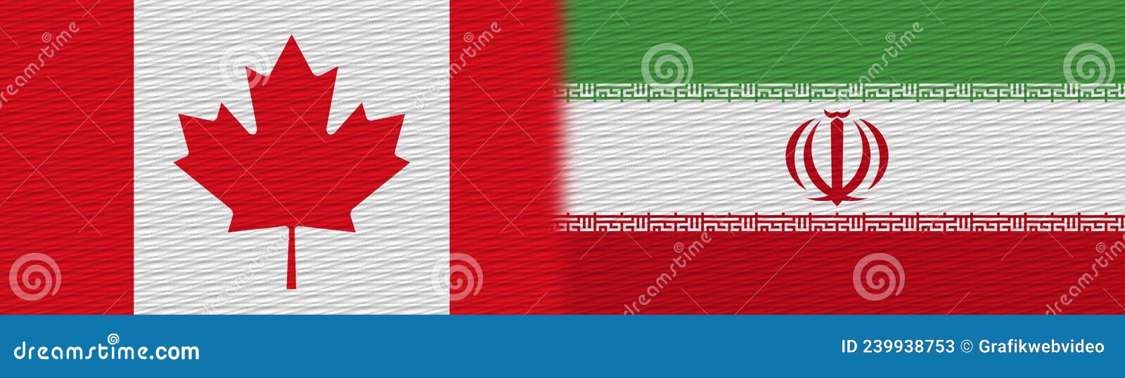 Iran and Canada Canadian Fabric Texture Flag Stock Illustration ...