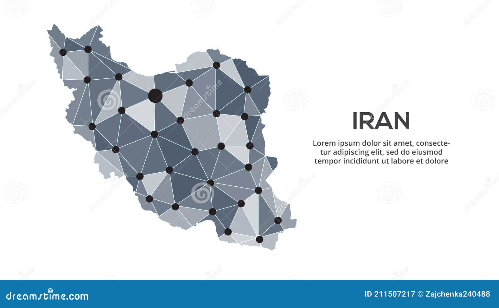 Iran Communication Network Map. Vector Image of a Low Poly Global Map ...