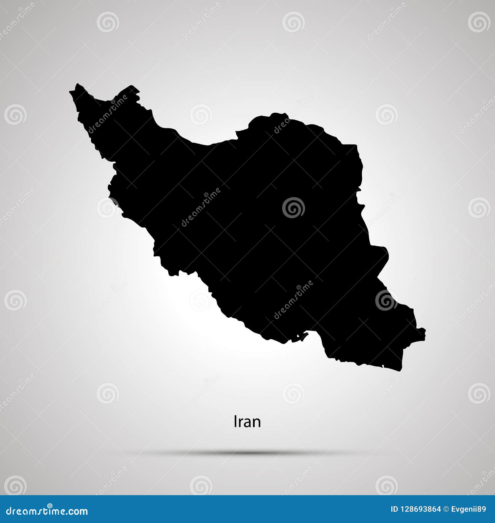 Iran Country Map, Simple Black Silhouette on Gray Stock Vector ...