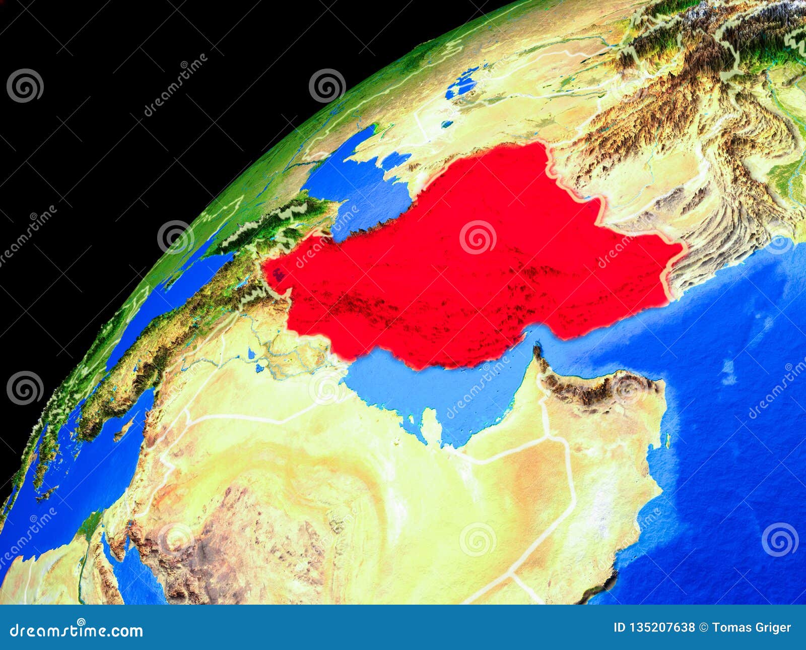 Iran on Earth from space stock photo. Image of countries - 135207638