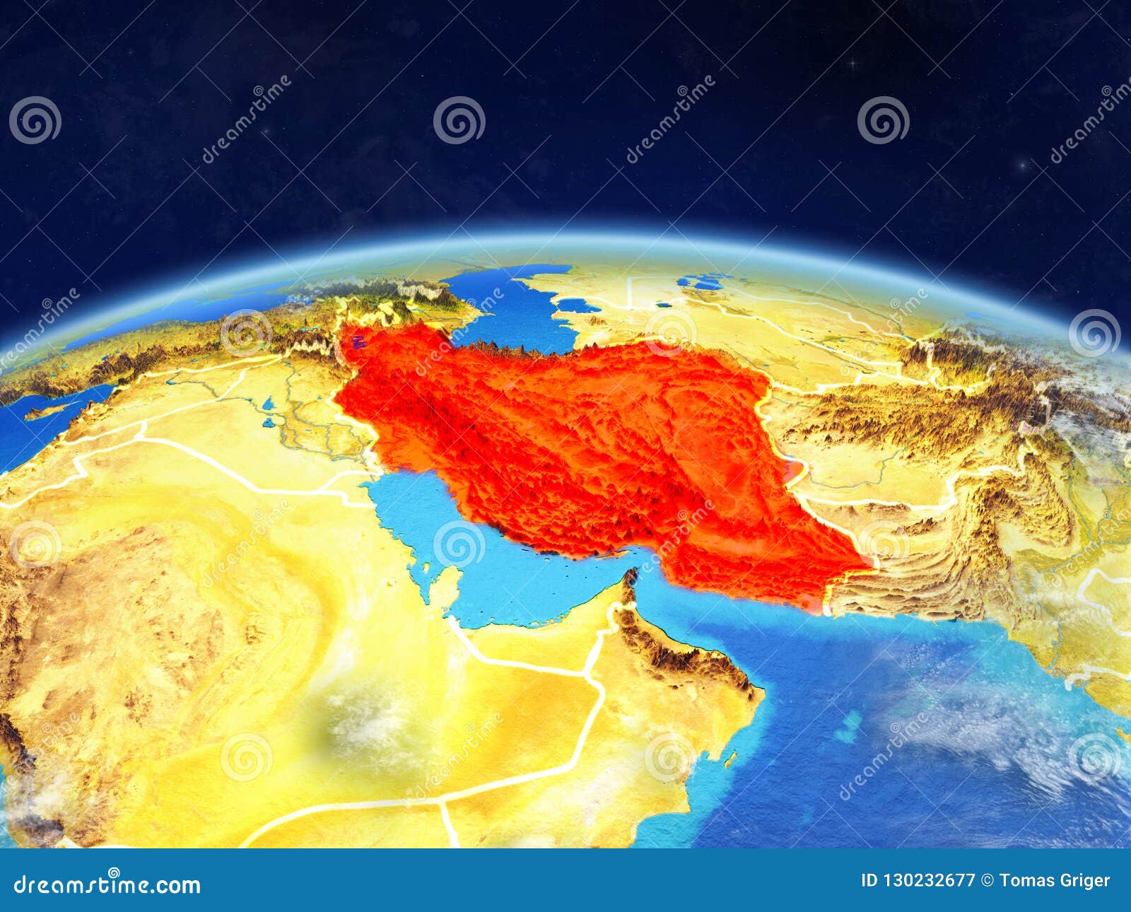 Iran on Earth from space stock image. Image of continent - 130232677