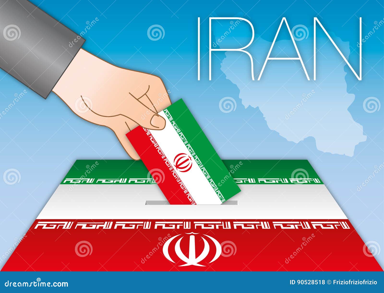 Iran, Elections, Ballot Box with Flags Stock Vector - Illustration of ...