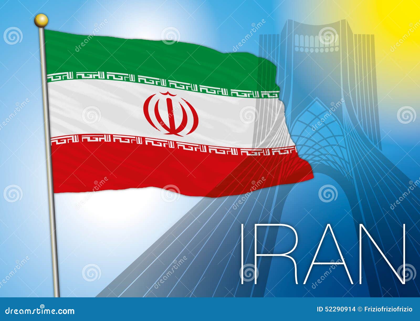 Iran flag stock illustration. Illustration of shah, persian - 52290914