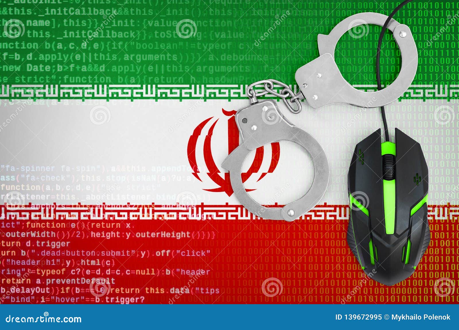 Iran Flag and Handcuffed Computer Mouse. Combating Computer Crime ...