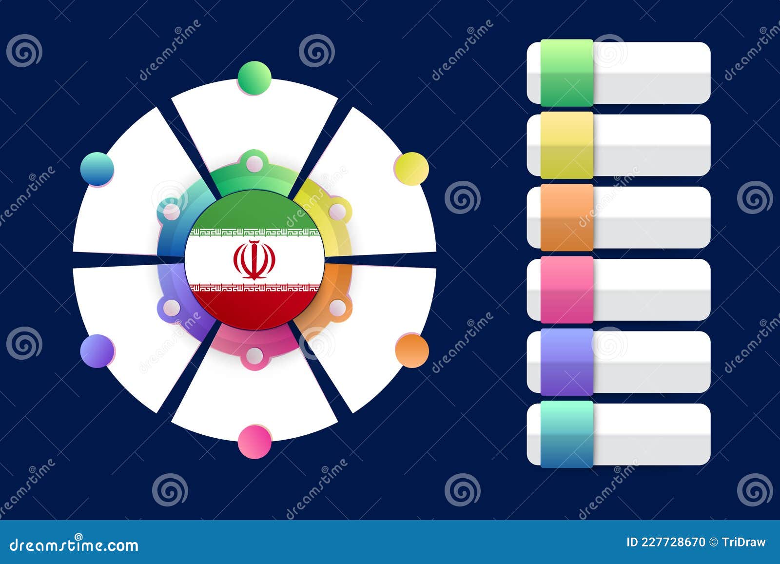 Iran Flag with Infographic Design Incorporate with Divided Round Shape ...