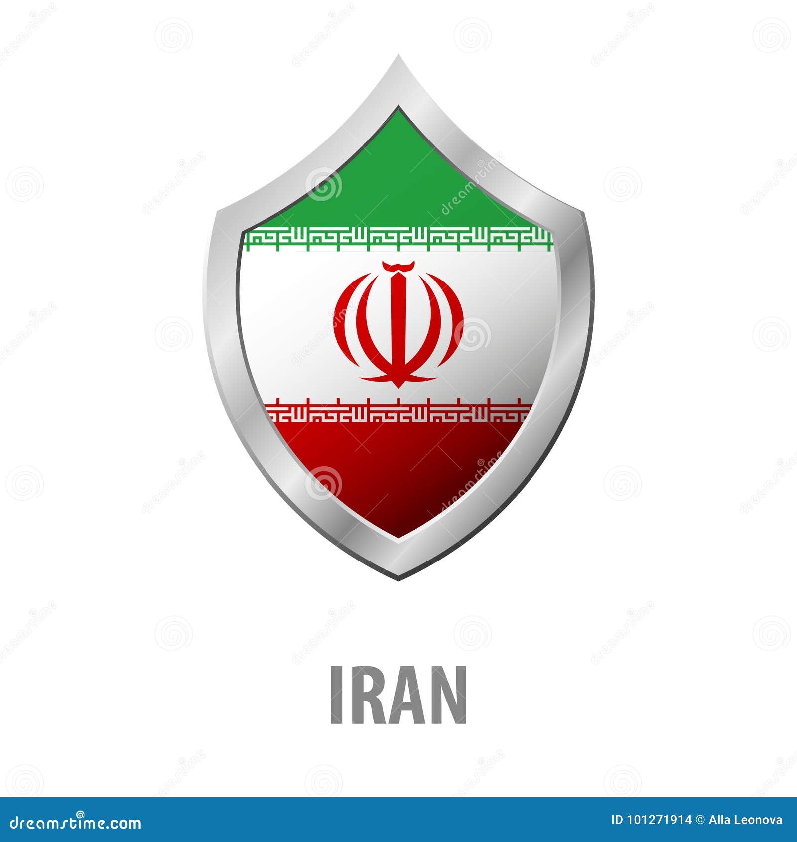 Iran Flag on Metal Shiny Shield Illustration. Stock Illustration ...